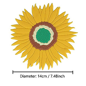 Set of 4 Silicone Trivets for Hot Pots and Pans Hot Dishes Mats Non-Slip Heat Resistant Pads for Table & Countertop Sunflower Coasters Kichen Decor