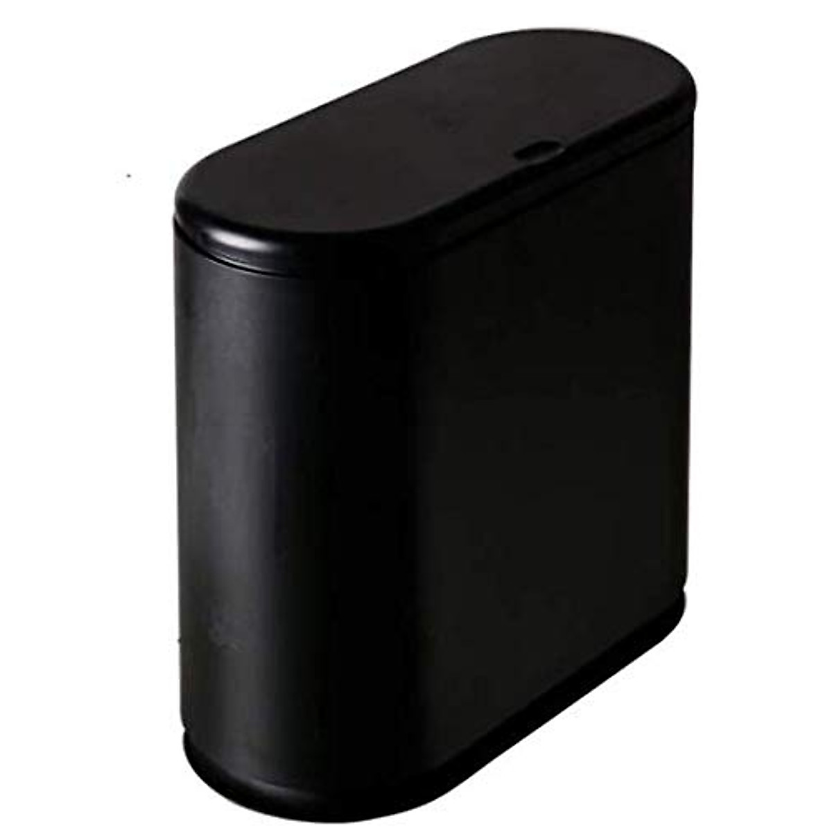 Trash Can, 10 Liter / 2.4 Gallon Plastic Slim Garbage Container Bin with Press Top Lid, Waste Basket for Kitchen, Bathroom, Living Room, Office, Narrow Place（Black）