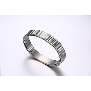 MoAndy Free Engraving Mens Womens Stainless Steel Medical Alert ID Stretch Allergy Bracelet Do Not Resuscitate(DNR) Silver 6.65 Inches