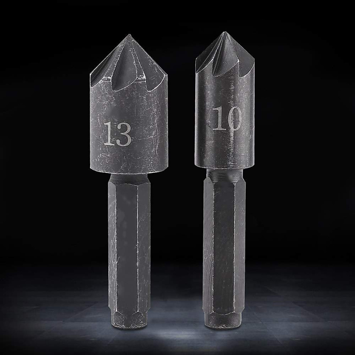 Chamfer Bit,7 Flute 82 Degrees 1/4" Hex Shank High Carbon Steel Countersink Cutter Bits for Wood, Plastic and Other Soft Material(2pcs)