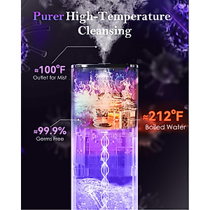 YOKEKON Cool and Warm Mist Humidifier Large Room, 3.4Gal Whole House Humidifiers for Home Bedroom1000 sq ft, Top Fill, 3 Mist Modes, 12H Timer, Aroma Box, Baby Yoga Plants, Silver