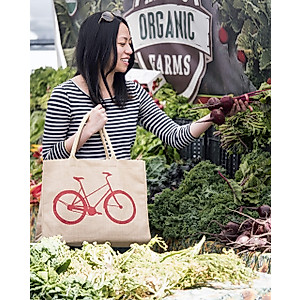 KAF Home Jute Market Tote Bag with Leopard Print, Durable Handle, Reinforced Bottom and Interior Zipper Pocket, Generous capacity, 12.5" tall x 17" wide x 7" deep