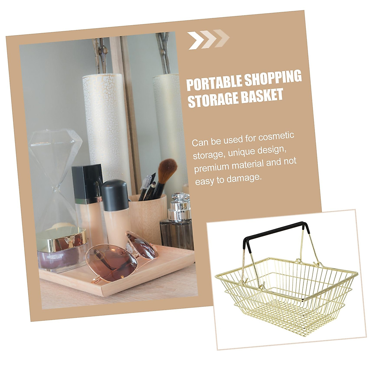 Cabilock 3pcs Shopping Basket Makeup Organizer for Drawer Wire Drawer Shopping Storage Basket Coin Pouch Vegetable Metal Basket Storage Stackable Wire Baskets Girl Heart Ornaments Alloy