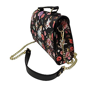 Loungefly Disney Alice in Wonderland Allover Floral Print Crossbody Satchel Handbag Purse
