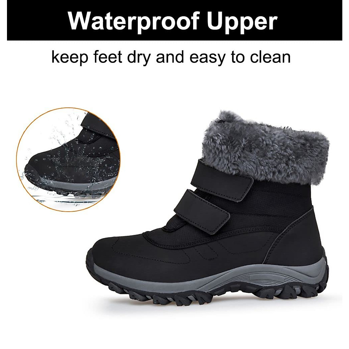 Drecage Snow Boots for Women Waterproof Thickening Warm Fur Winter Boots Ladies Ankle Mid-Calf Booties Outdoor Anti Slip