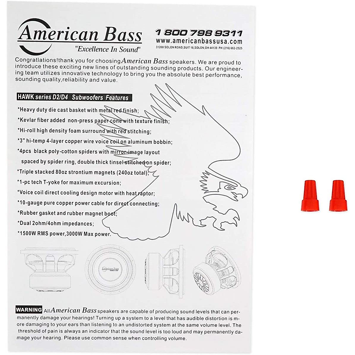 American Bass HAWK1244 Competition 12 Woofer 3000 Watt 4 Ohm Dvc