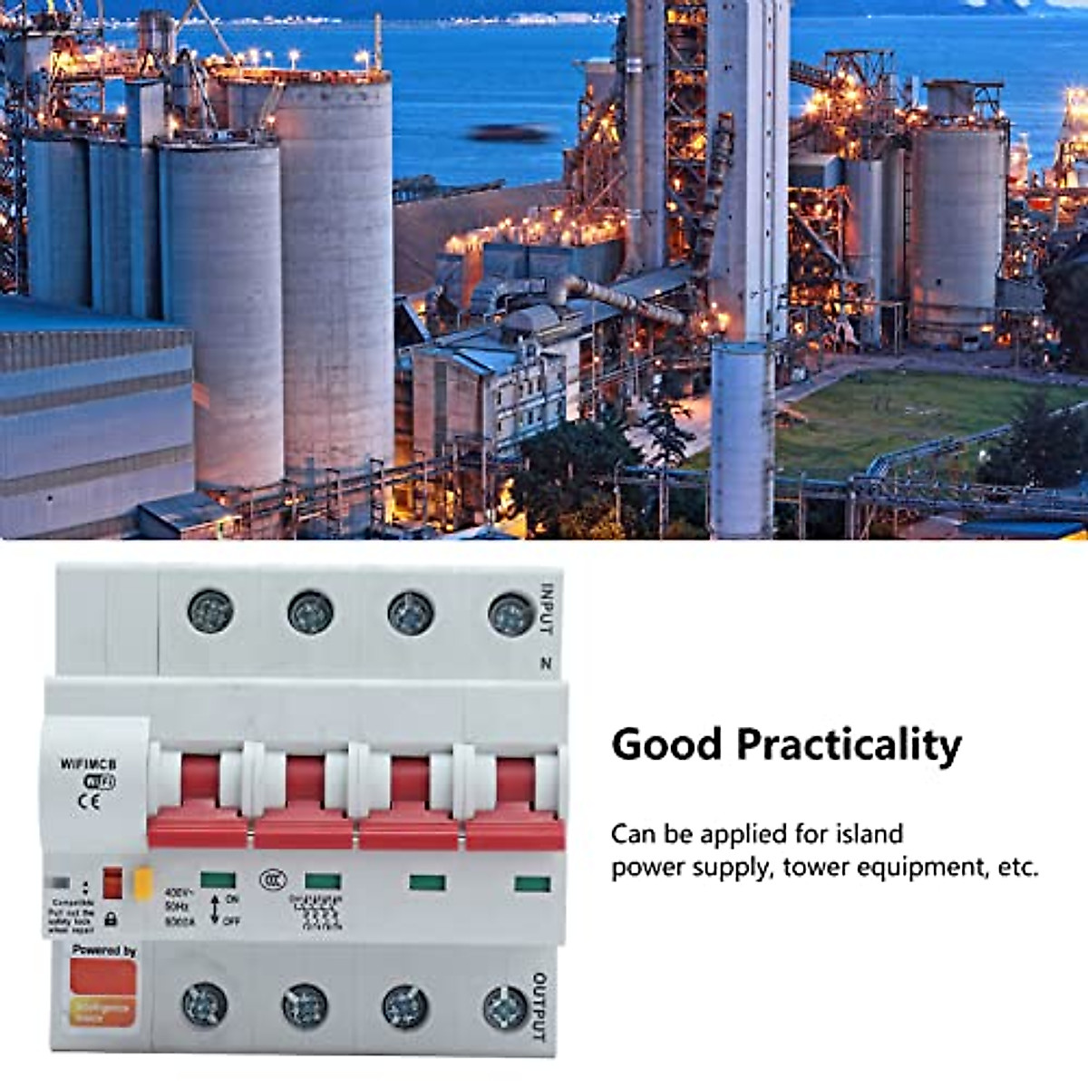 Tgoon Circuit Breaker, AC 400V IP20 Protection Level Bluetooth Boat Audio Circuit Breaker with Safe Lock for Mountain Facility for Isolated Island Power Supply(100A)