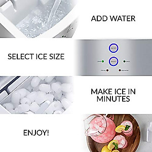 Igloo Electric Countertop Ice Maker Machine - Automatic and Portable - 33 Pounds in 24 Hours - Ice Cube Maker - Ice Scoop and Basket - Ideal for Iced Coffee and Cocktails - Stainless Steel