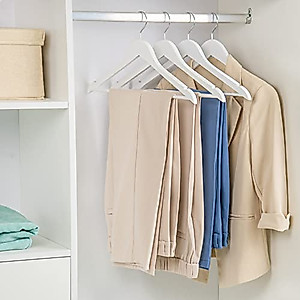 Nature Smile White Wooden Coat Hangers 16 Pack Premium Solid Wood Suit Clothes Hangers with Pants Bar