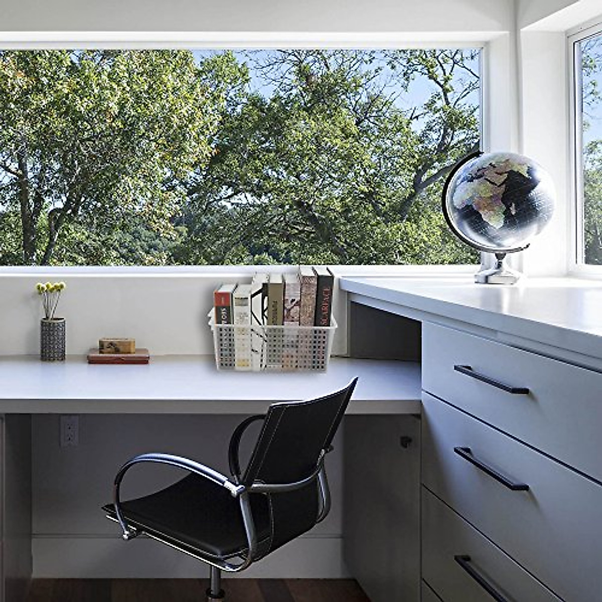 Qskely Large Plastic Storage Organization Bins Basket, Set of 3, Clear