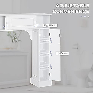 HOMCOM Freestanding Over The Toilet Bathroom Cabinet with Adjustable Shelves, Toilet Rack, Space Saver, Wooden Bathroom Storage Organizer