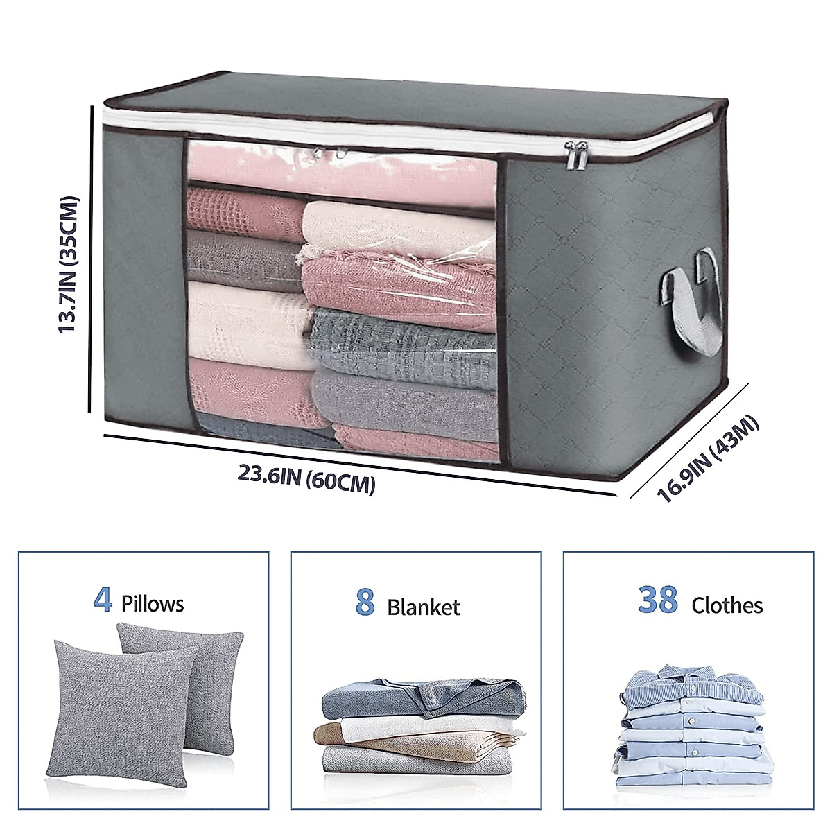 STORAZE 90L 6-Pack Large Laundry Basket, Waterproof, Freestanding Laundry Hamper, Collapsible Tall Clothes Hamper with Extended Handles for Clothes Toys in the Dorm and Family (Grey)