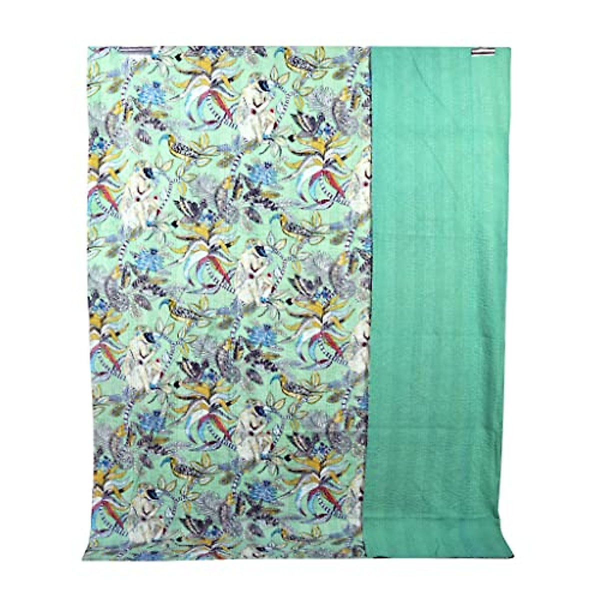 Twin Size Kantha Quilt, Indian Kantha Quilt, Cotton Blanket, Handmade Bedspread, Hand Block Print, 100% Cotton Bedspread Blanket Throw