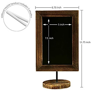 MyGift Set of 3 Tabletop Chalkboard Sign with Burnt Wood Frame and Round Base, Decorative Wedding Table Place Card Signage, Rustic Small Kitchen Countertop Memo Board