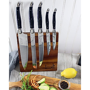 French Home, LLC 5 Piece Laguiole Kitchen Knife Set, Black