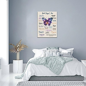 Christian Wall Art Butterfly Pictures Wall Decor Christian Scriptures Inspirational Painting Bible Verse Canvas Prints Modern Artwork Home Decoration for Office Bedroom Living Room 12"x16"