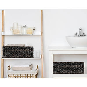 Wicker Storage Basket, Plastic Large Wicker Basket with Handles, Waterproof Woven Basket for Storage, Wicker Baskets for Organizing, Pantry Baskets-1 Pack