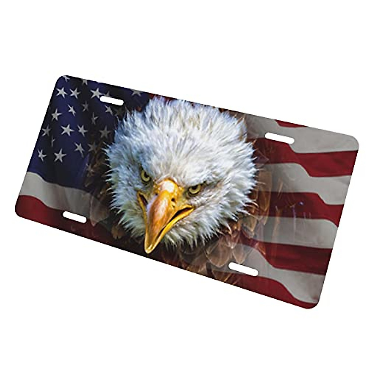 Bald Eagle American Flag Personalized License Plate Auto Truck Front Tag Metal License Plate Cover Frame for Car 6"X12"