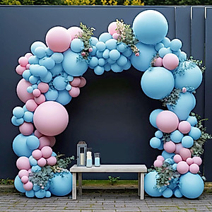 Double Stuffed Pastel Blue Balloon Garland Macaron Baby Blue Balloons Different Sizes 18/12/5 Inch Light Blue Latex Balloons Arch Kit For Gender Reveal Birthday Baby Shower Party Decorations