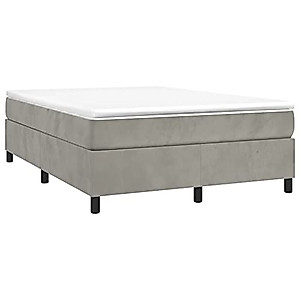 vidaXL Box Spring Bed Frame Home Indoor Bed Accessory Bedroom Upholstered Double Bed Base Furniture Light Gray 59.8"x79.9" Queen Velvet