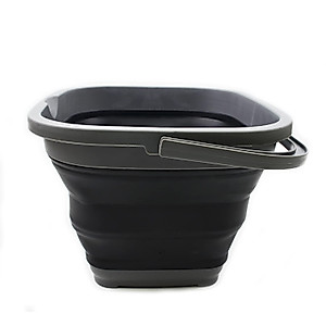 SAMMART 10L (2.6 Gallon) Collapsible Rectangular Handy Basket/Bucket (Grey/Black (Set of 2))