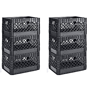 Muscle Rack PMK24QTB-3 24 quart 3 Pack black Heavy Duty Rectangular Stackable Dairy Milk Crates , 11" Height, 19" width (2 X 3 Pack)