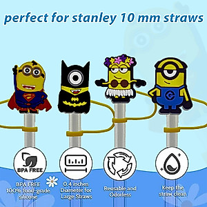 [5 Pcs] Brighten Your Stanley Cup & Stitch Water Bottle w/Cute Cartoon Straw Covers - Cute Valentine Gift, Straw Caps & Straw Topper Perfect for Coffee, Tumblers, Starbuck Cups & Reusable Straws!