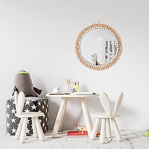 SWTHONY 15 Inch Boho Round Hanging Wall Mirror Decorative Rattan Circle Wall Mounted Mirror for Farmhouse, Living Room, Bedroom, Bathroom