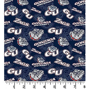 SYKEL ENTERPRISES Gonzaga University Cotton Fabric with New Tone ON Tone Design Newest Pattern