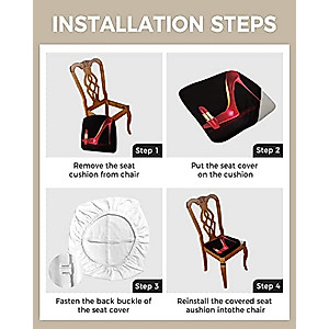Dining Room Chair Seat Covers, Red Lipstick High Heel Shose Black Removable Stretch Chair Seat Cushion Slipcovers Protector for Holiday Party Festival Decoration, Set of 2