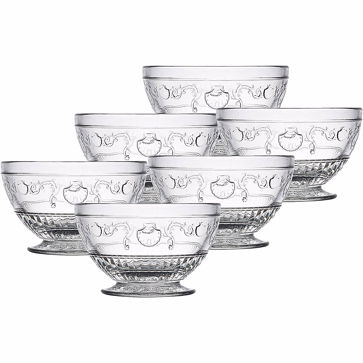 La Rochere Set of 6, Versailles 9 oz Small Bowls, Clear