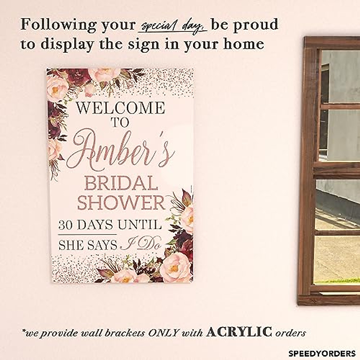 Rose Gold Bridal Shower Sign - Custom Bridal Shower Welcome Sign - Personalized Bridal Shower Backdrop - Floral Bridal Shower Banner