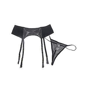 ohyeah Plus Size Lace Garter Belt 4 Strap Metal Clips Suspender High Waisted Garter Belts for Thigh Highs Stockings Sexy Boudoir Lingerie Rave Outfits