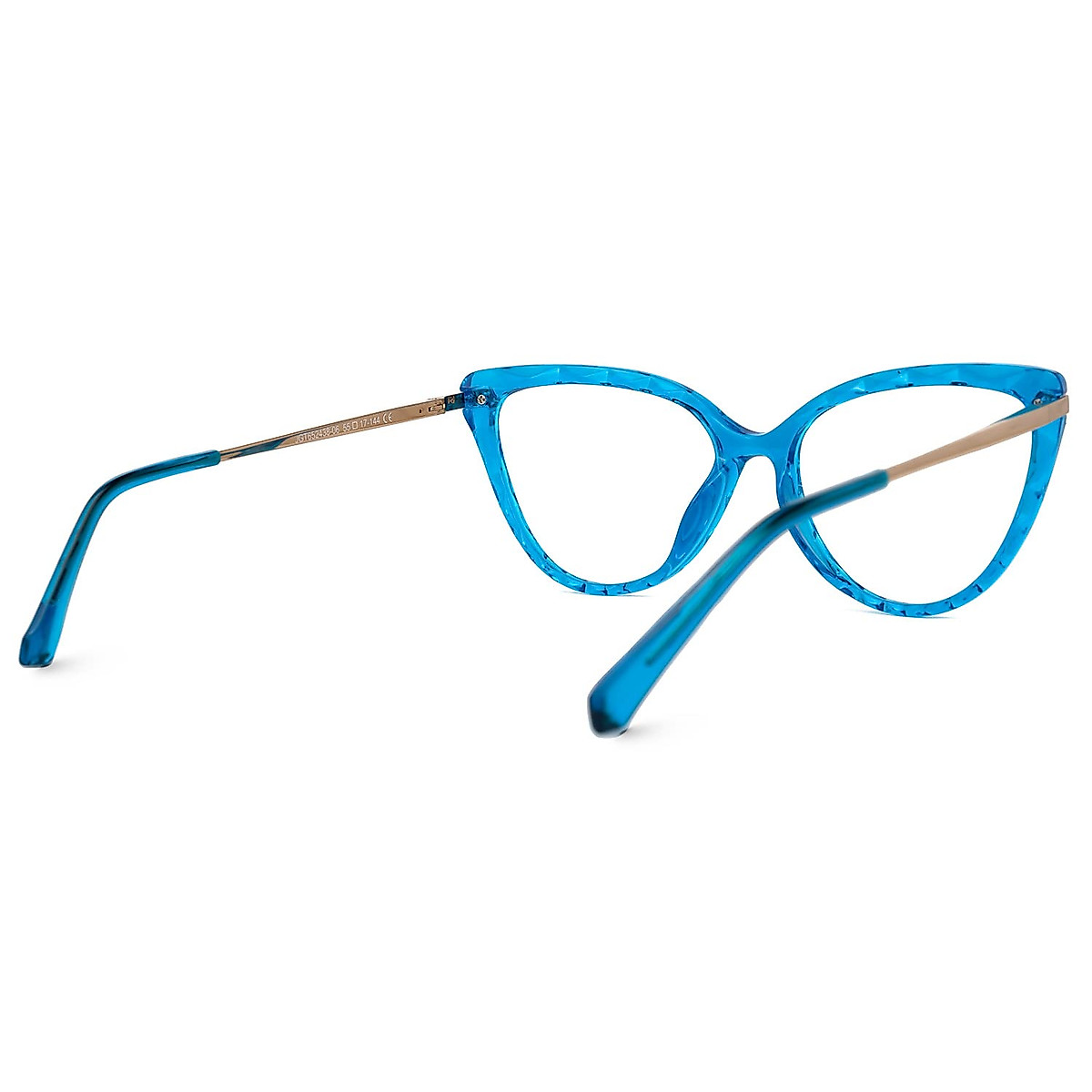 Zeelool Women's Trendy Crystal TR90 Oversized Cat Eye Glasses with Non-prescription Clear Lens Lucas ZOT652438-06 Blue