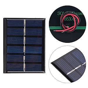 Solar Panel, 4Pcs 3V 0.3W Polycrystalline Silicon DIY Safety Solar Power Charging Panel with Cable, Intelligent Stabilized Voltage Control, 65x48mm