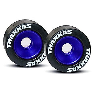Traxxas 5186A Wheelie Bar Blue with Rubber Wheels