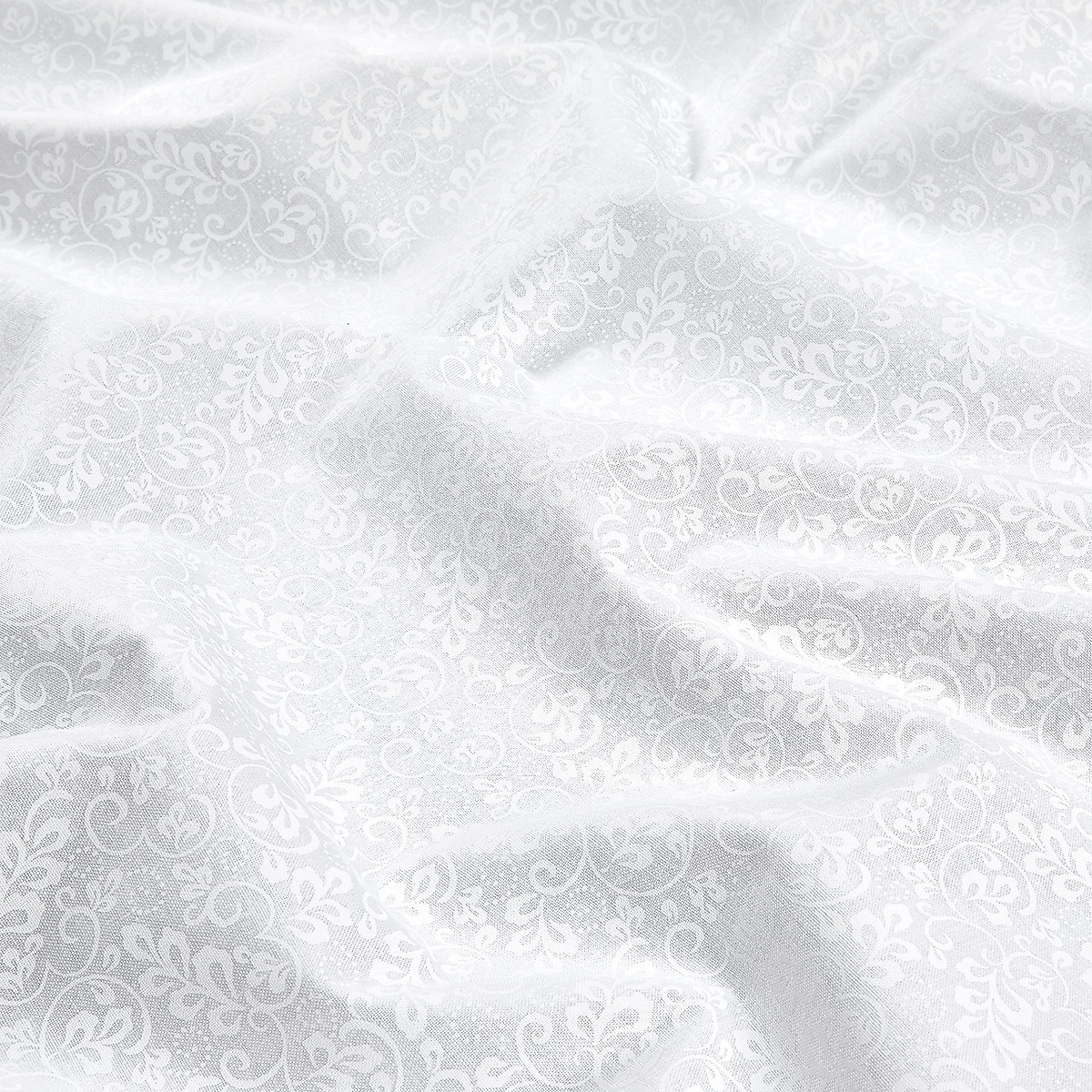 Wilmington Essentials Cotton Clouds Leaf and Scroll White-on-White, Fabric by the Yard