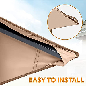 Warmally Grill Gazebo Replacement Canopy Roof, 5'x8' Outdoor BBQ Gazebo Top, Double Tiered Shelter Cover Roof Fit for Gazebo Model L-GG001PST, L-GZ238PST (Khaki)