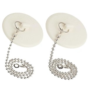 2Pcs Tub Stopper, Rubber Bathtub Stoppers Drain Plug with Stainless Steel Beaded Chain, Bathroom Plug Fit for 1.5" to 2" Kitchen Sink, Bathroom Bath tub, White