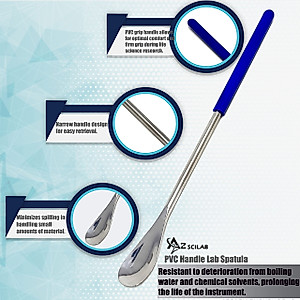 Vinyl Grip Stainless Steel Micro Lab Laboratory Flat Spoon Weighing Spatula Sampler (7 inch)