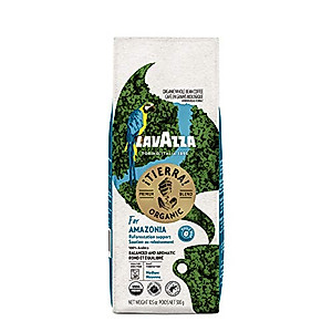 Lavazza, ¡Tierra Organic Amazonia Whole Bean Coffee Medium Roast 10.5 Oz Bag, Floral Notes Authentic Italian, Blended And Roated in Italy, Balanced and Aromatic Fruity and floral notes