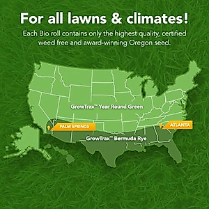 Growtrax Biodegradable Grass Seed Mat, Year Round Green - 50 Sq Ft Quick Fix Roll - Growing Solution for Lawns, Dog Patches and Shade - Just Roll Water & Grow -Not Fake or Artificial Grass