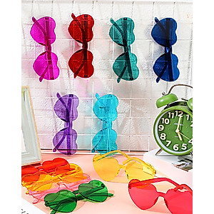Colzzy 24 Pair Heart Shaped Rimless Sunglasses Transparent Candy Color Frameless Glasses Tinted Eyewear(Bright Colors)