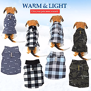 4 Pieces Winter Fabric Dog Sweater with Leash Ring Soft Fleece Vest Dog Clothes Plaid Camouflage Warm Puppy Dog Jacket Pullover Clothes for Small Boy Dogs Cat Puppy Chihuahua (S)