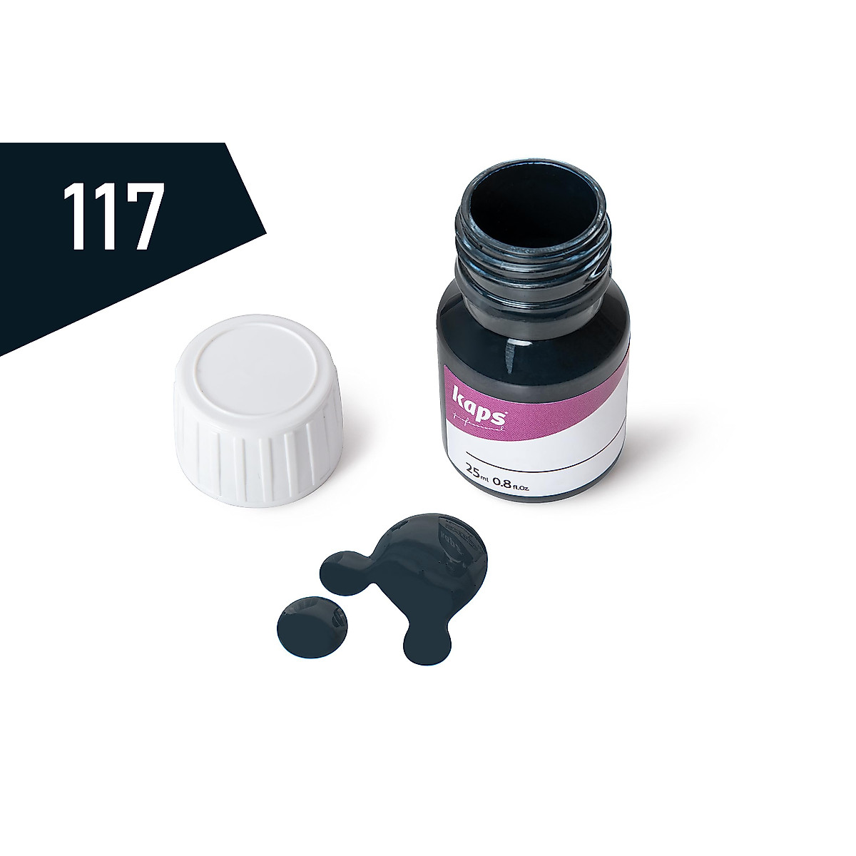 Dye Paint for Leather Shoes and Bags with Sponge and Brush, Kaps Super Color, 70 Colors (117 - Navy Blue)