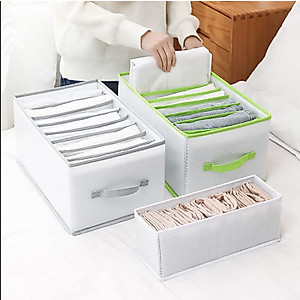 bella4home - 3Pcs Foldable Closet Organizers and Clothes Storage Bins Washable Divided Fabric for Drawer Organizer of Jeans, T-shirts, Underwear, Socks Linen Organizer, Pink