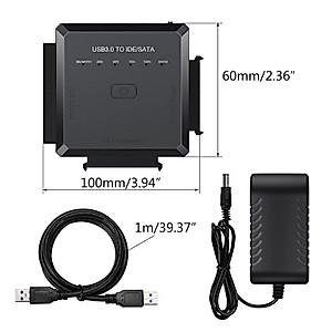 KUFptva USB 3.0 to SATA IDE ATA Data Adapter Cable 3 in 1 Adapter Power Supply for PC Laptop 2.5" 3.5" HDD Hard Disk Driver