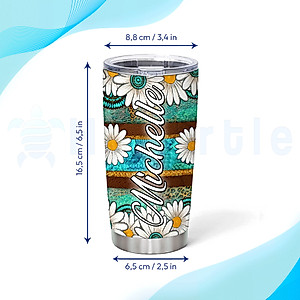 Hyturtle Personalized Gifts For Daisy Flower Lover - Birthday Christmas - Just A Girl Who Loves Daisies Stainless Steel Tumbler 20oz With Straw Lid - Gifts For Her Women Girl Daughter Friend