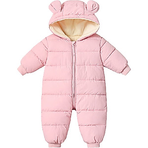 Ilyboz Infant Toddler Snowsuit Cute Baby Bear Suit Newborn Winter Coat Warm Hooded Jumpsuit for Boys Girls