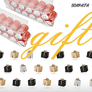 SCAVATA Soda Can Organizer for Refrigerator, Stackable Canned Food Pop Cans Container Can Holder Dispenser with Lid for Fridge Pantry Rack Freezer, Clear Plastic Storage Bins, Holds 12 Cans Each